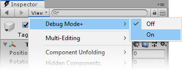 unity inspector debug mode